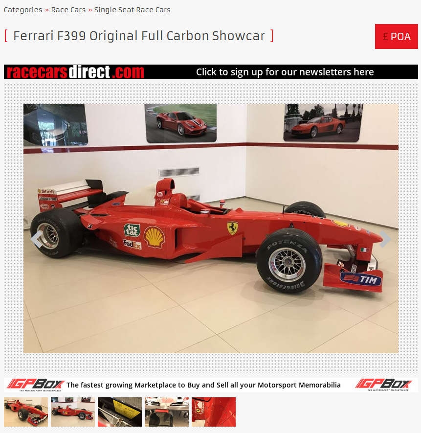 F1フェラーリ 1999年のF399 が販売中 - SUPER CAR LIFE
